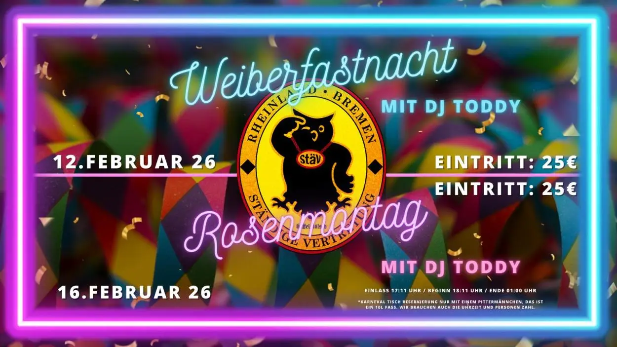 StäV ROSENMONTAG 2026- Karneval, Fastnacht und Fasching - Szenenight